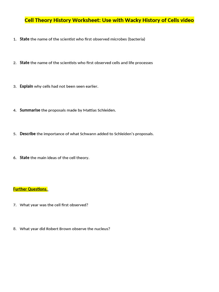 Cell Theory Activity 2 | PDF
