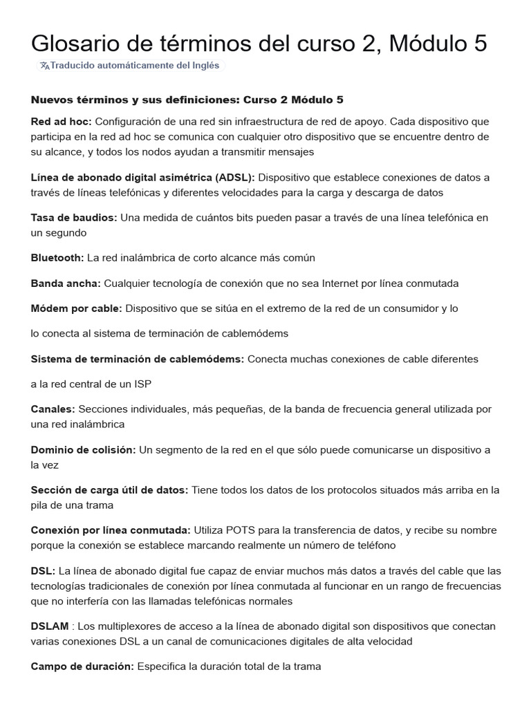 Glosario de Términos Del Curso 2, Módulo 5 - Coursera | PDF | Red de ...