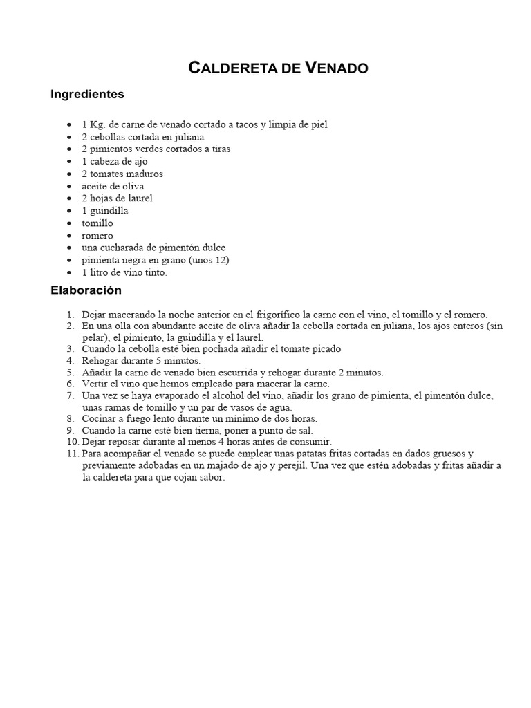 Caldereta de Venado | PDF