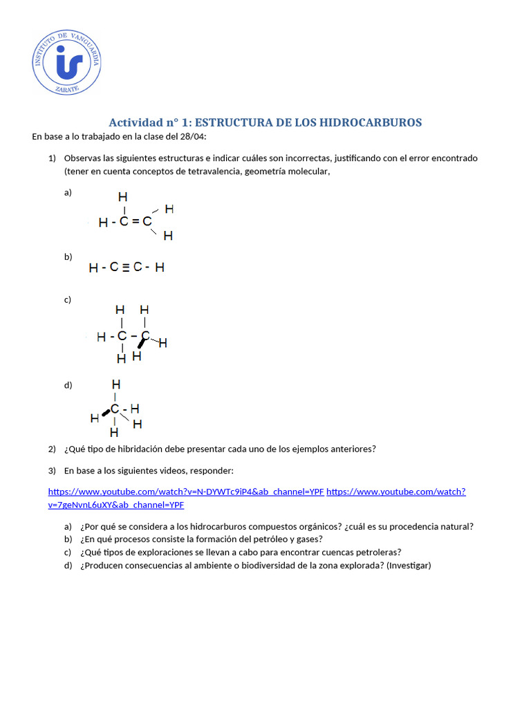 Actividad n1 Hidrocarburos Venaglia | PDF | Hidrocarburos | Petróleo