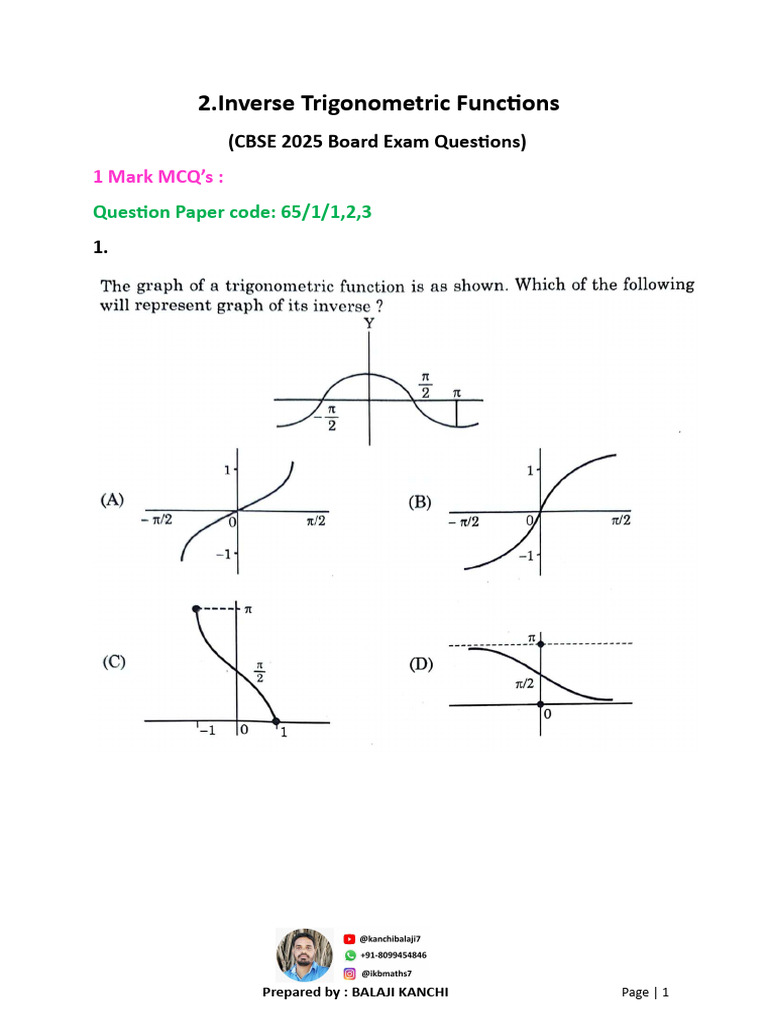 2.inverse Trigonometric Functions | PDF