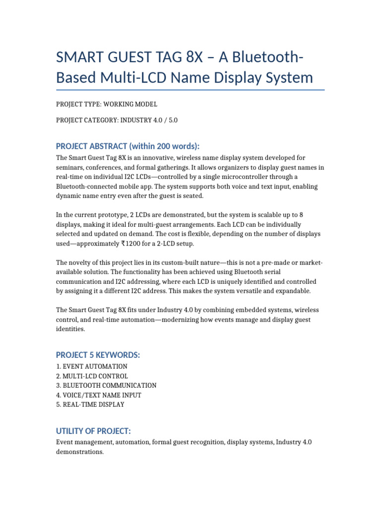 Smart Guest Tag 8X Brochure | PDF | Liquid Crystal Display | Bluetooth