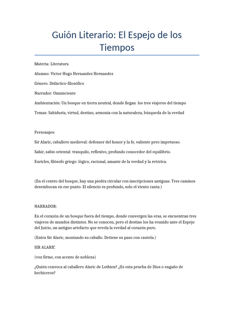 Guión Literario | PDF | Verdad | Caballero