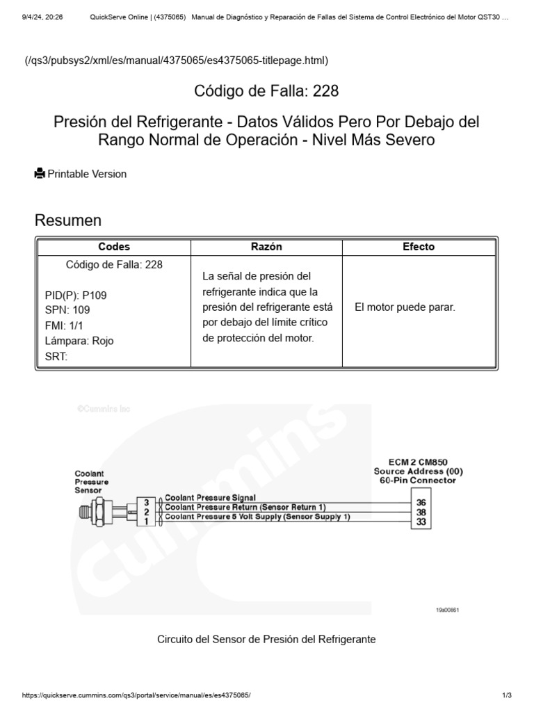 Código de Falla: 228 Presión Del Refrigerante - Datos Válidos Pero Por Debajo Del Rango Normal ...