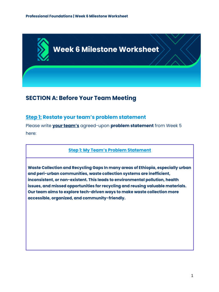 Week 6 Milestone Worksheet - Professional Foundations | PDF | Waste ...