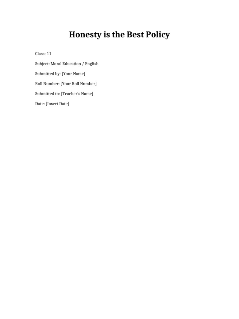 Honesty: The Best Policy Explained | PDF