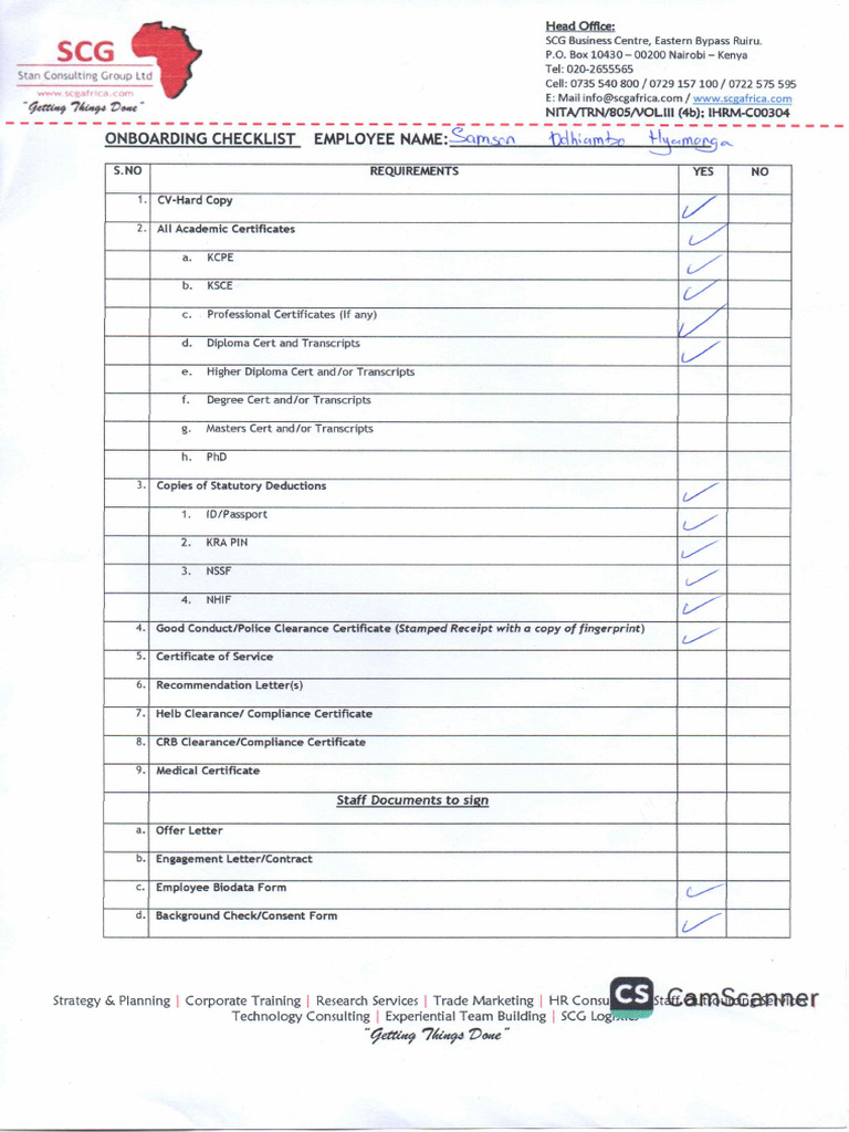 Onboarding Checklist | PDF
