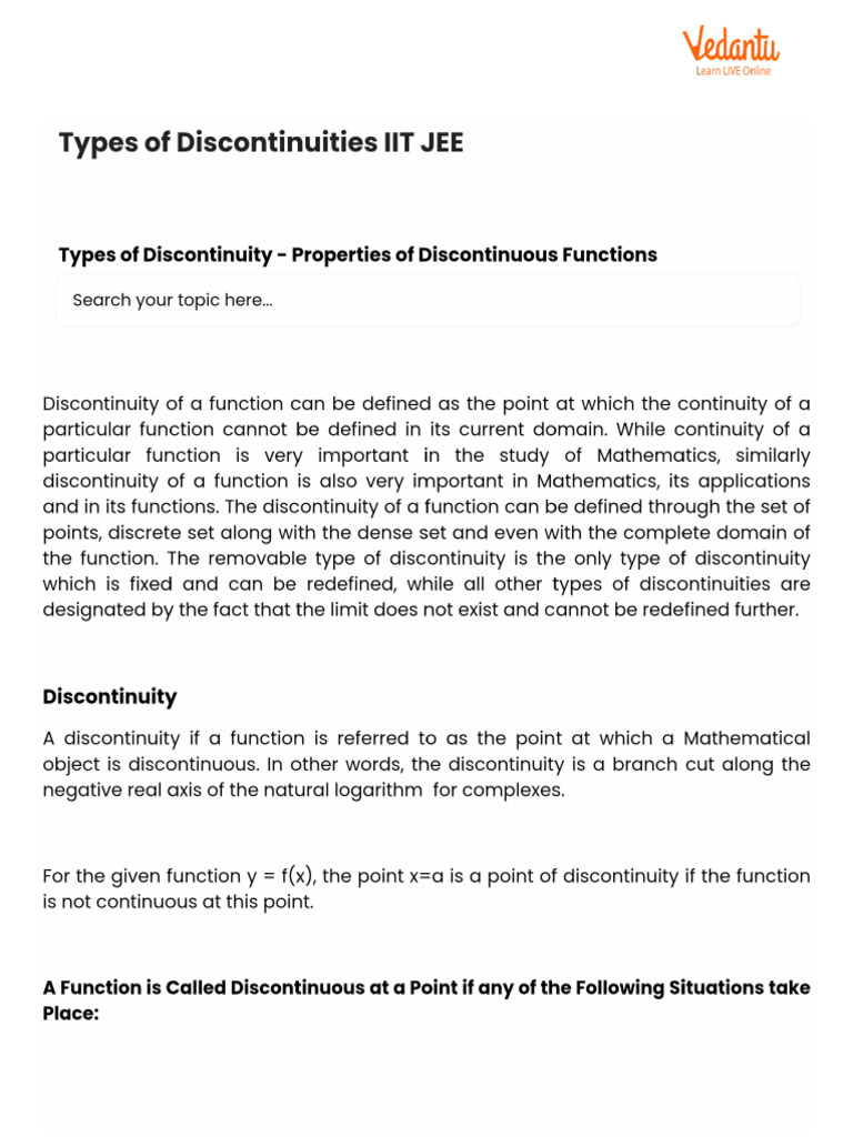 Types of Discontinuities IIT JEE | PDF