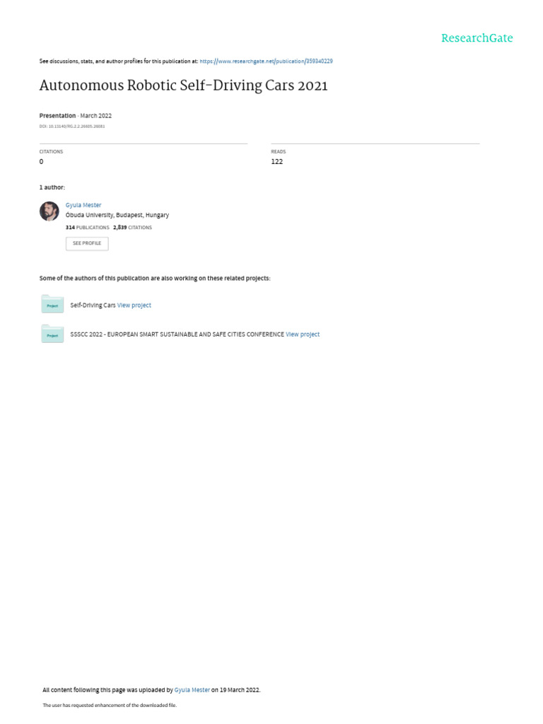 Autonomous Robotic Self-Driving Cars | PDF | Hardware Description ...