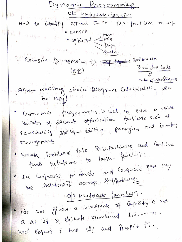 Dp Basics Knapsack Algo Pdf