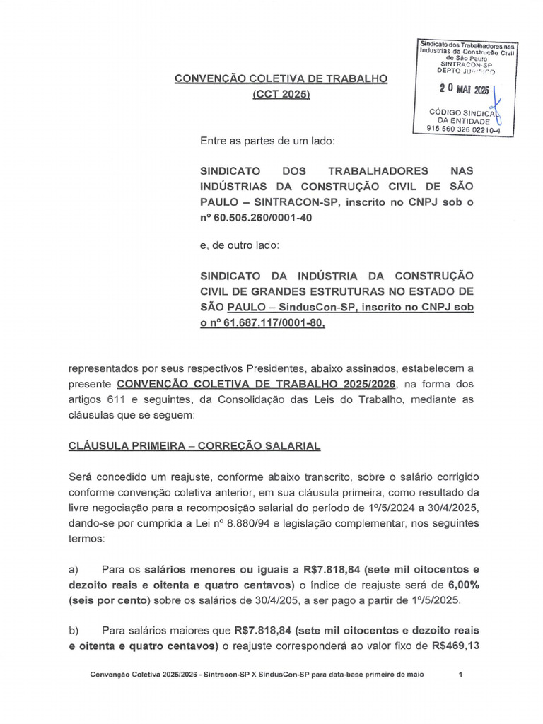 CCT2025 - Convencão Coletiva Do Trabalho | PDF