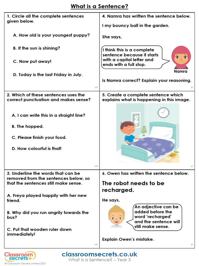 Understanding Complete Sentences | PDF | Verb | Adjective