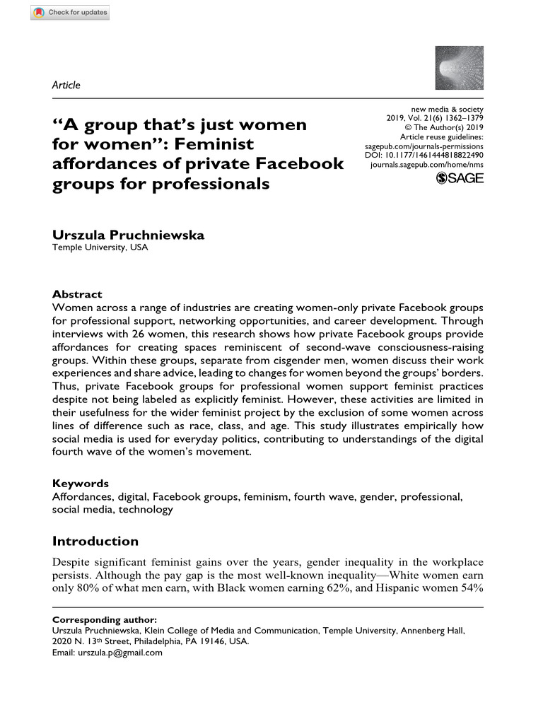 Pruchniewska 2019 A Group That S Just Women For Women Feminist ...