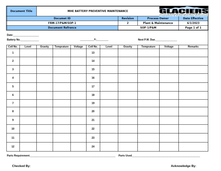 17 - Battery PM Sheet. | PDF