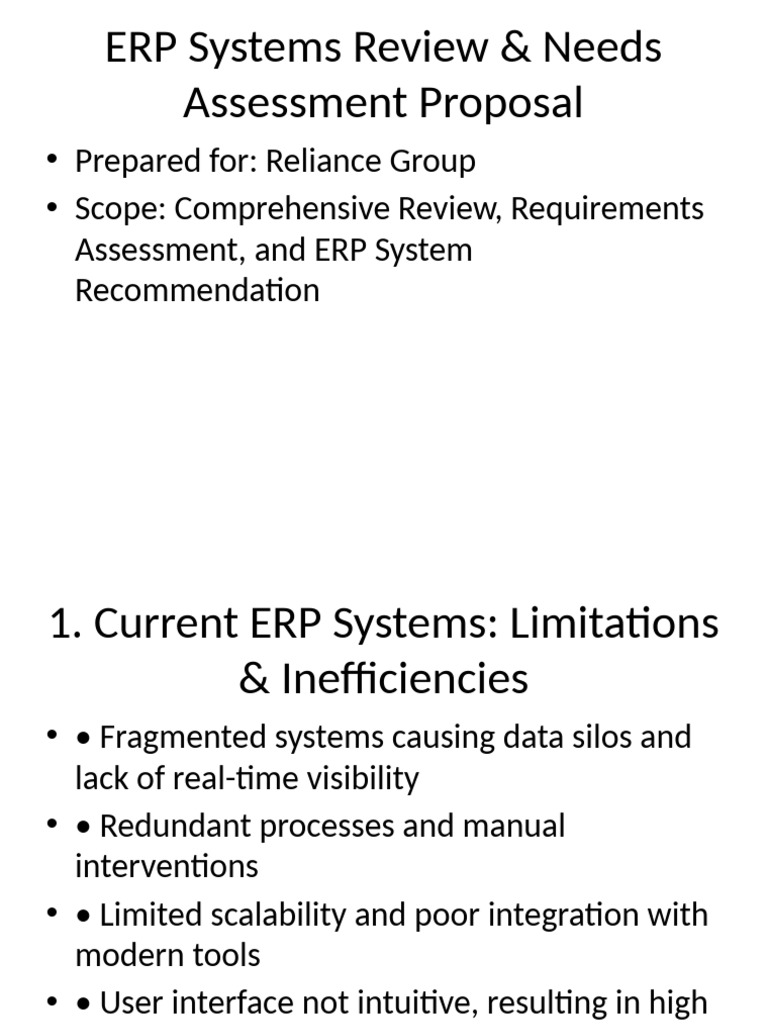 ERP Review Proposal Reliance Group | PDF
