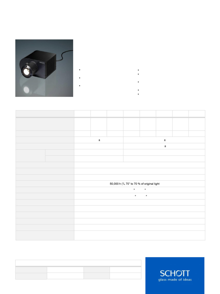 Datasheet Schott Spectra Led 100w Int 082020 | PDF | Light Emitting ...