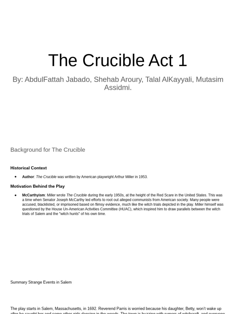 The Crucible | PDF | Witch Trials | Witchcraft
