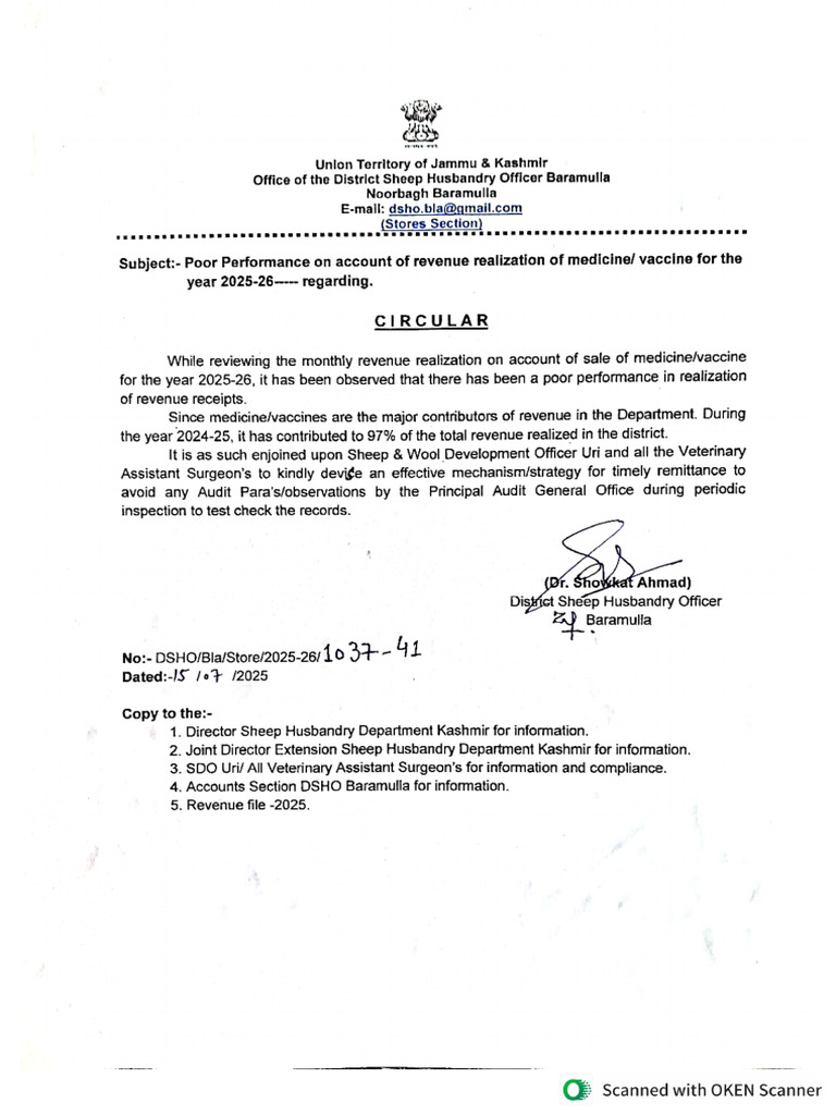 Circular (Poor Performance On Actt of Medicine, Vaccine | PDF