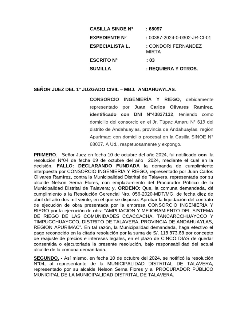 Escrito Se Requiere | PDF | Justicia | Crimen y violencia