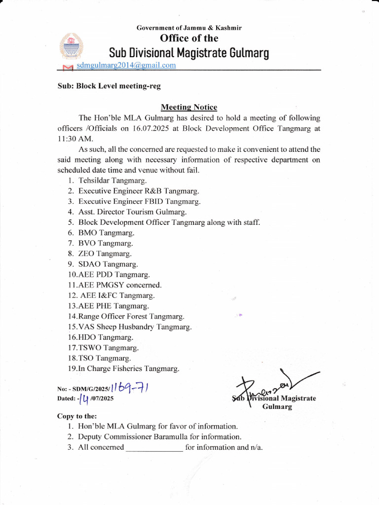 Gulmarg Block Meeting Notice 2025 Pdf 8100
