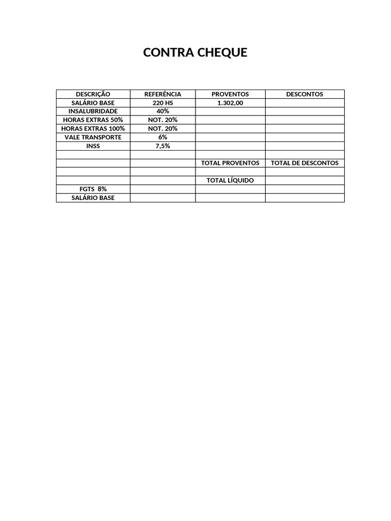 Contra Cheque Exercício Adm 09 | PDF
