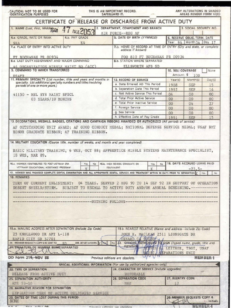 Jack Military Discharge DD Form 214 PDF | PDF