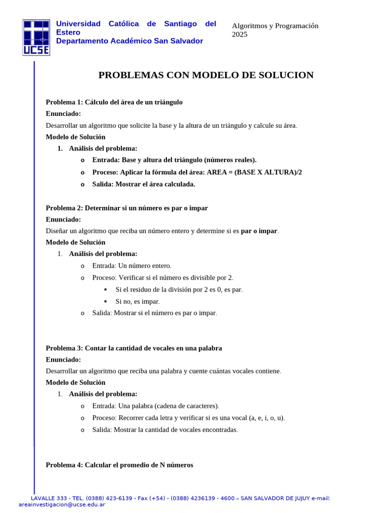Problemas Modelos de Solucion - Resuelto - Segunda Clase de Algoritmos y Programacion | PDF ...