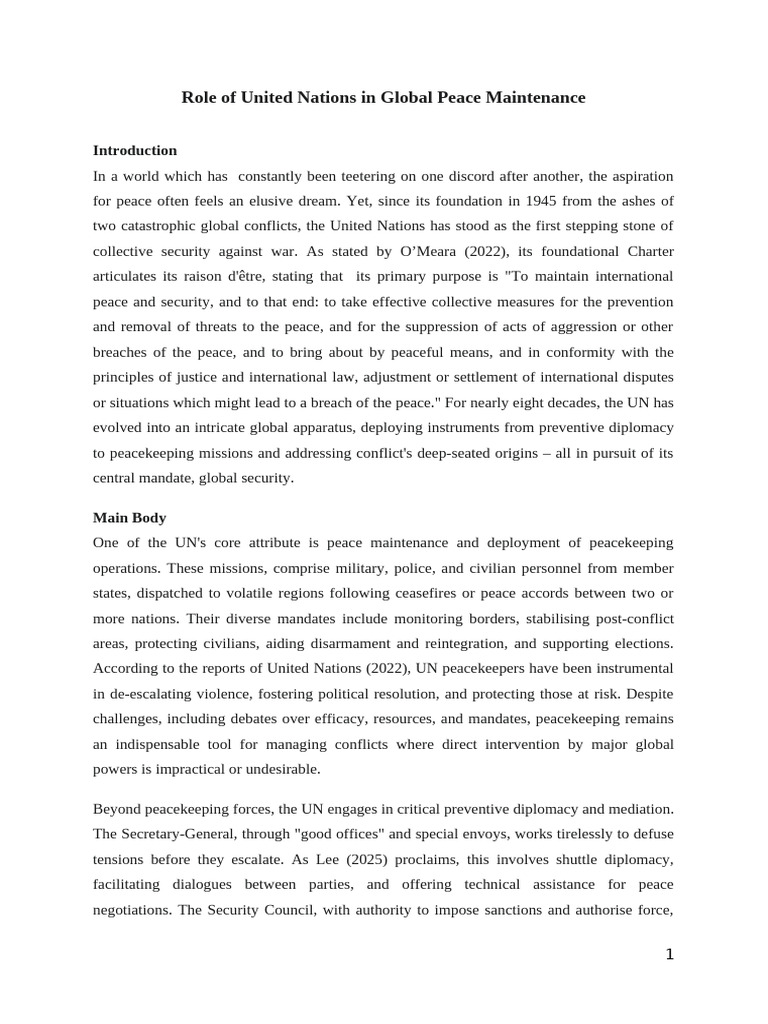 UN's Role in Global Peacekeeping Efforts | PDF | United Nations ...