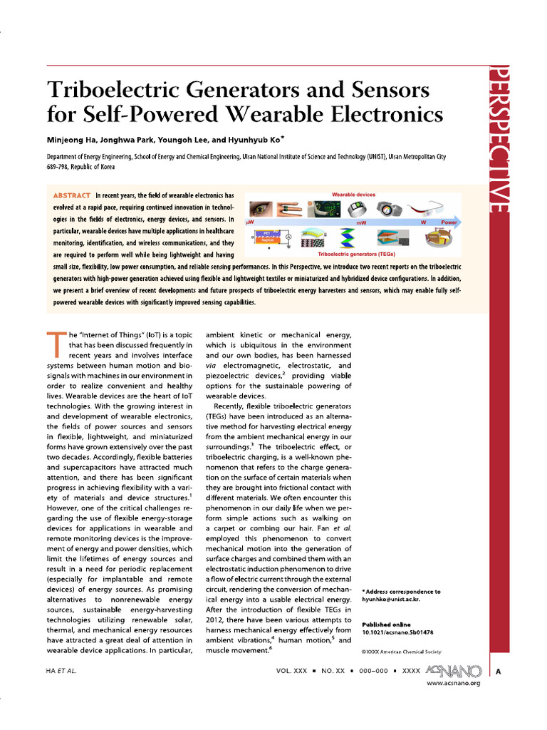 2015 - Triboelectric Generators and Sensors For Self-Powered Wearable ...