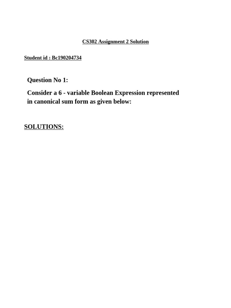 CS302 Assignment 2 Solution | PDF