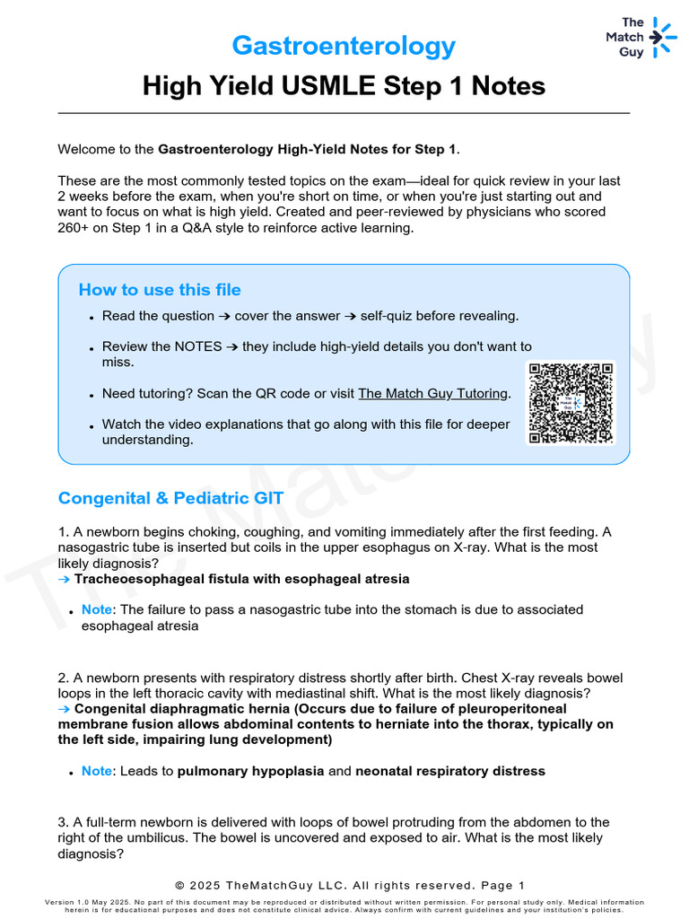 Gastroenterology High-Yield Notes | PDF | Colorectal Cancer | Esophagus