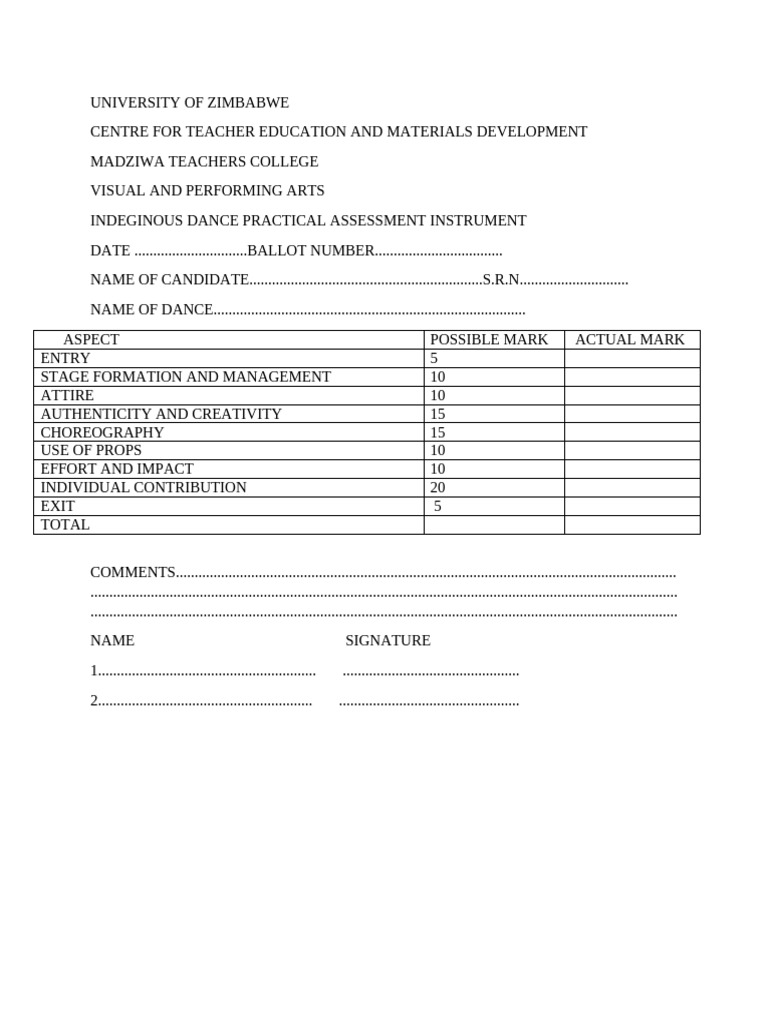 Indigenous Dance Assessment Tool | PDF