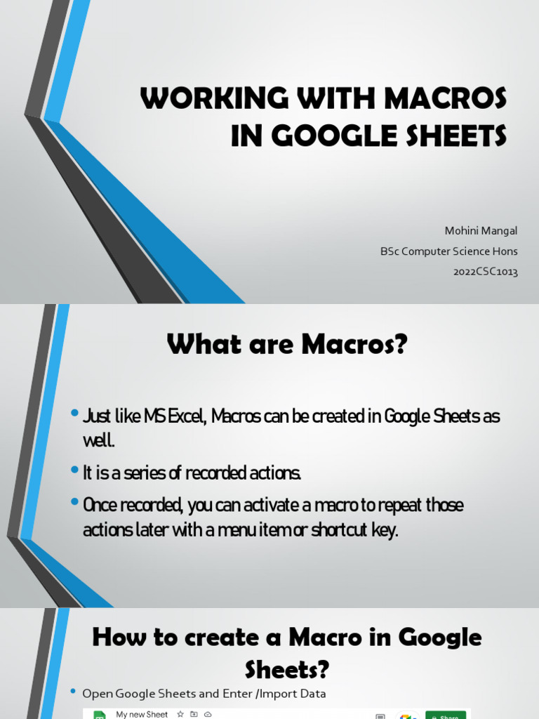 Creating Macros in Google Sheets | PDF
