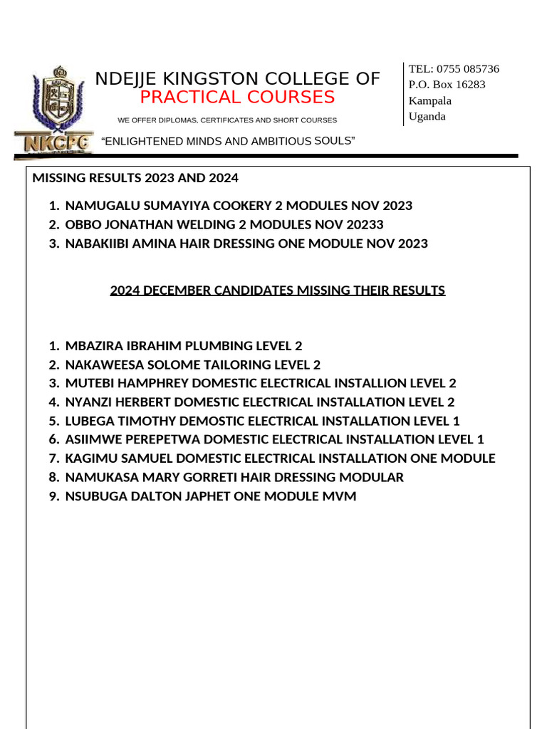 Missing Dit Results Final | PDF
