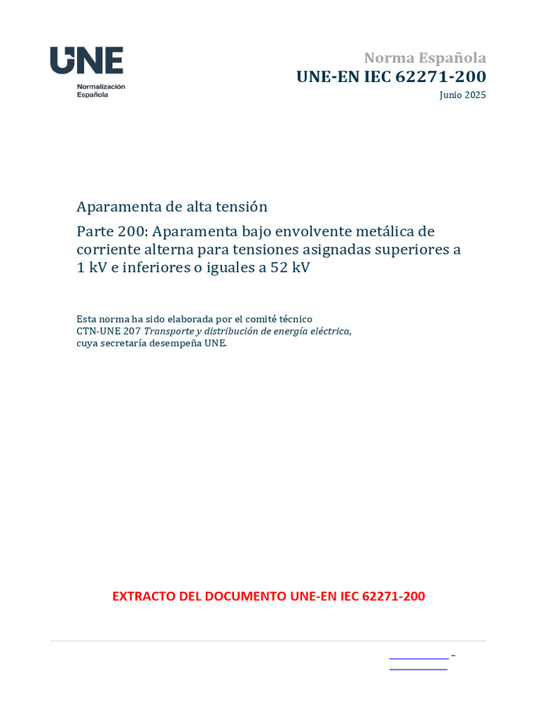 Norma UNE-EN IEC 62271-200:2025 | PDF | Aislador (Electricidad ...