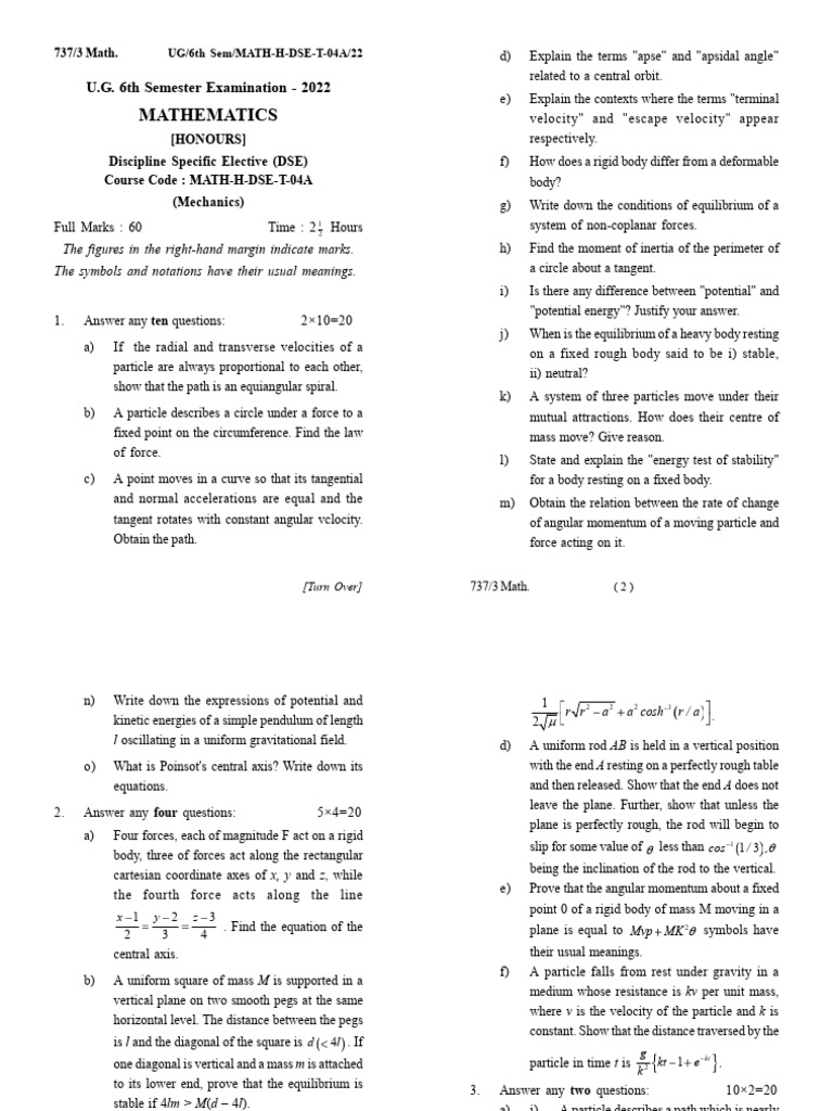 Mathematics Math H Dse T 04a | PDF