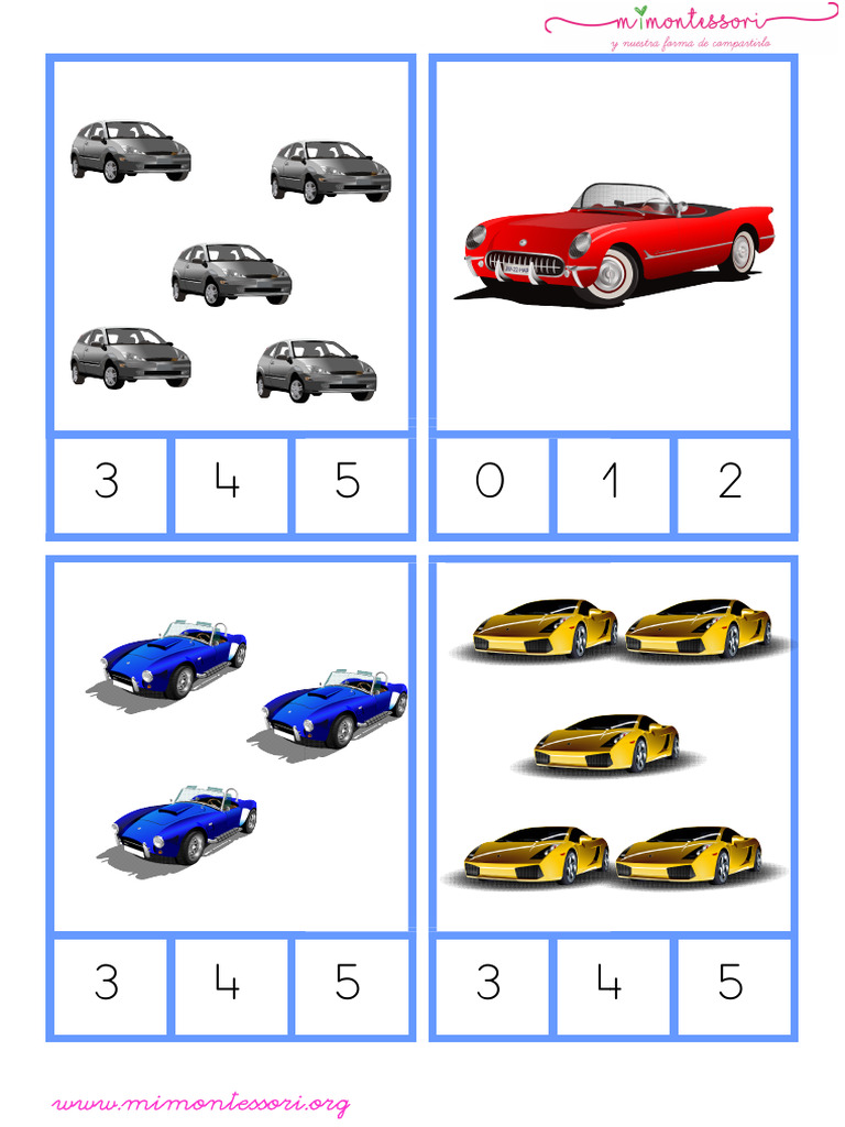 Tarjetas para Contar de Coches Del 1 Al 10 | PDF