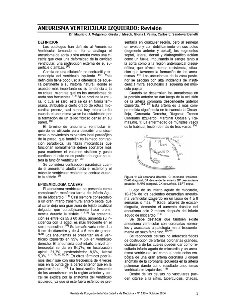 Aneurisma Ventricular Izquierdo: Revisión: Definicion | PDF | Infarto ...