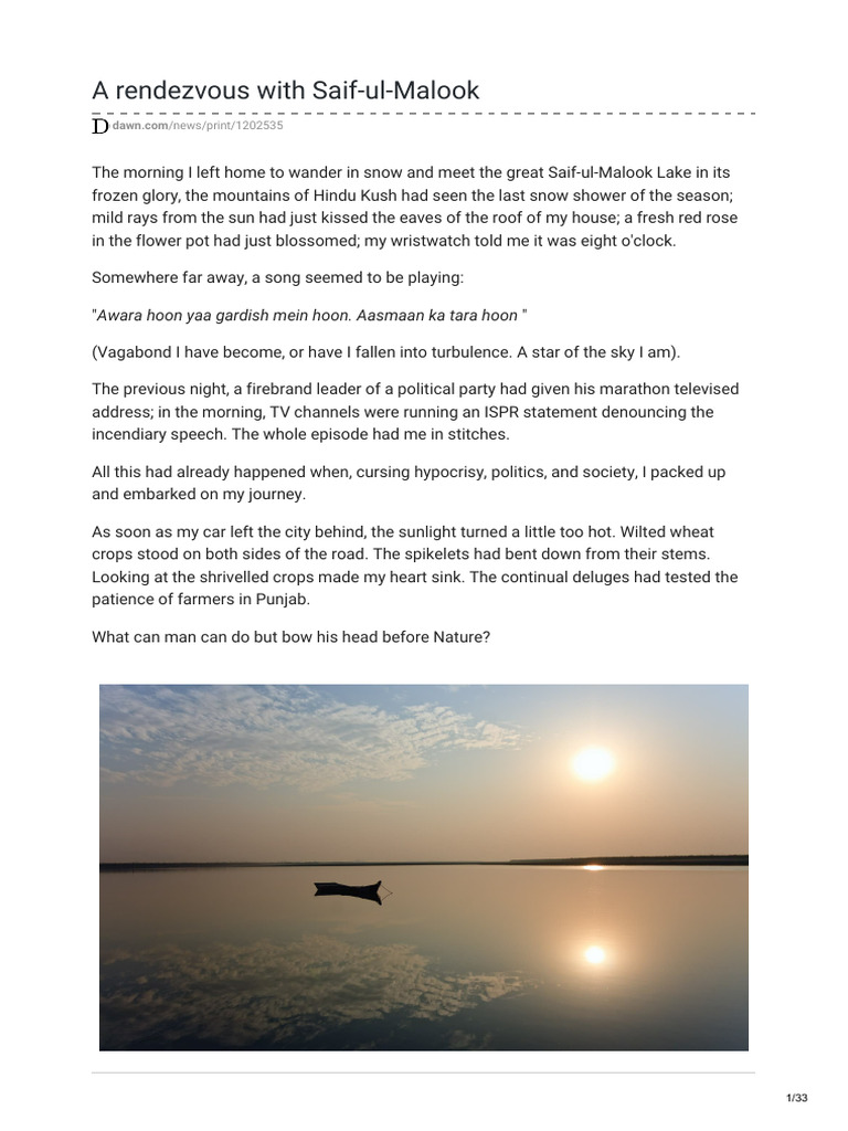 A Rendezvous With Saif-ul-Malook - DAWN | PDF