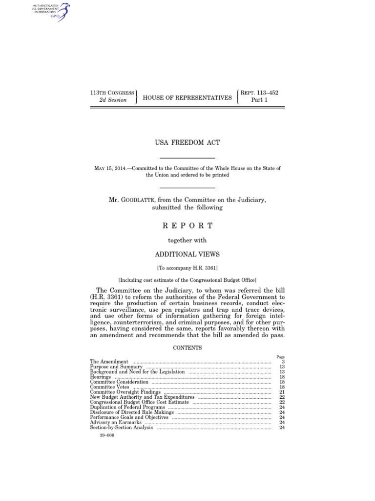 USA Freedom Act Report Summary | PDF | Foreign Intelligence ...