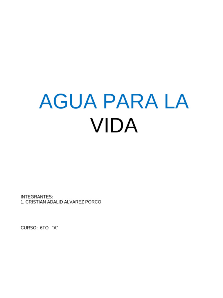 Agua para La Vida | PDF | Agua | Agua potable