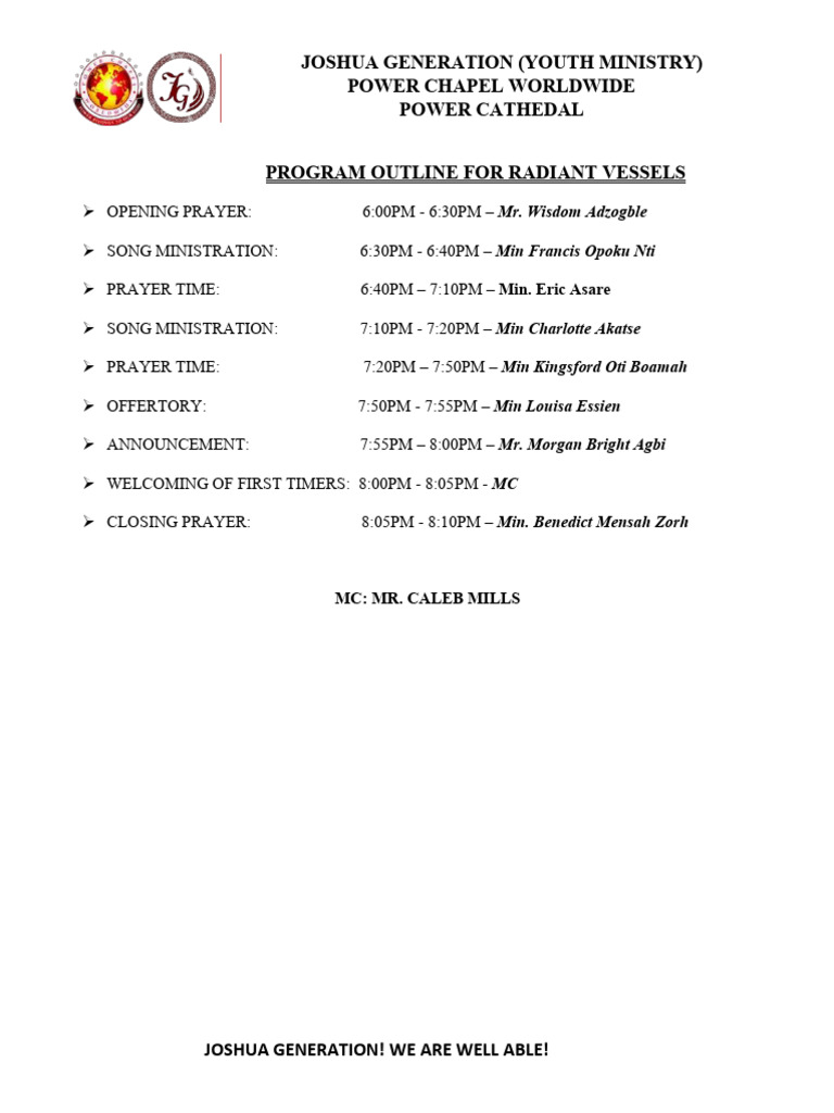 Joshua Generation Youth Ministry Program | PDF