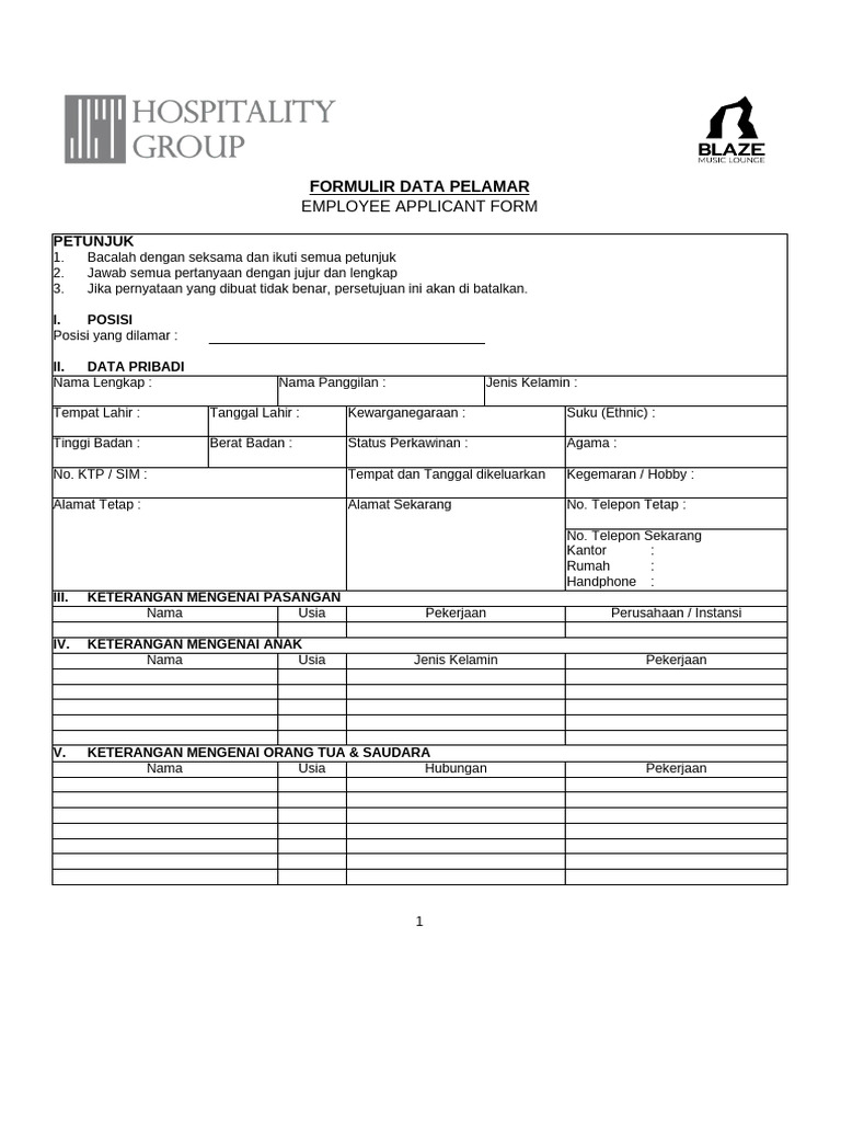 JCT Form Pelamar | PDF