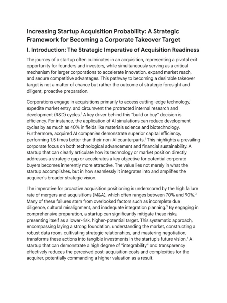 Boost Startup Acquisition Readiness | PDF | Mergers And Acquisitions ...