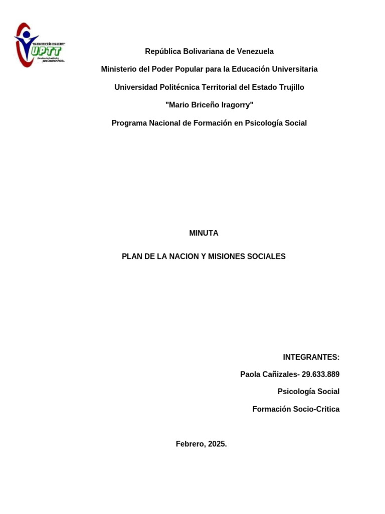 Minuta Misiones | PDF | Venezuela | Nación
