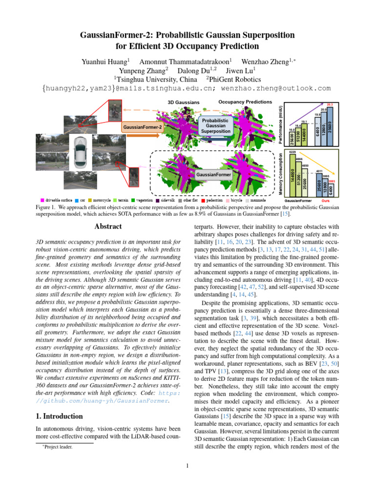GaussianFormer-2 Probabilistic Gaussian Superposition For Efficient 3D Occupancy Prediction ...