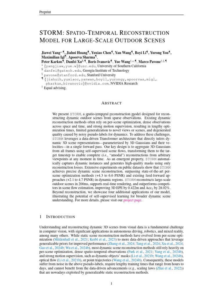 Yang 等 - 2024 - STORM Spatio-Temporal Reconstruction Model for Large-Scale Outdoor Scenes | PDF ...