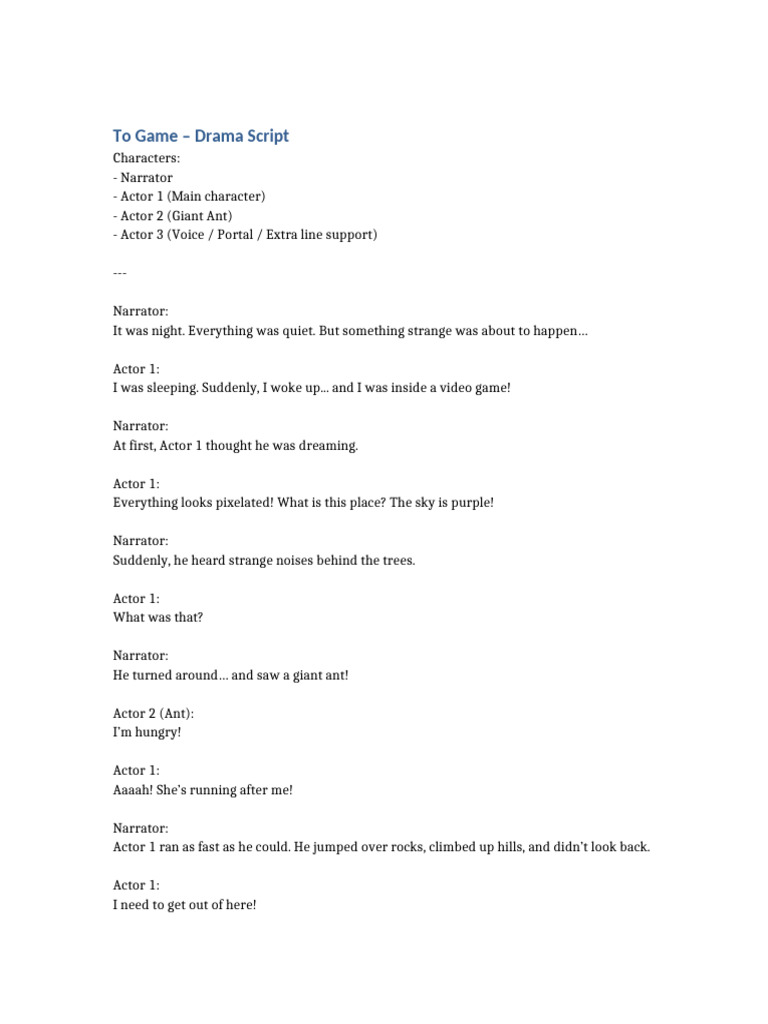 To Game - Drama Script | PDF