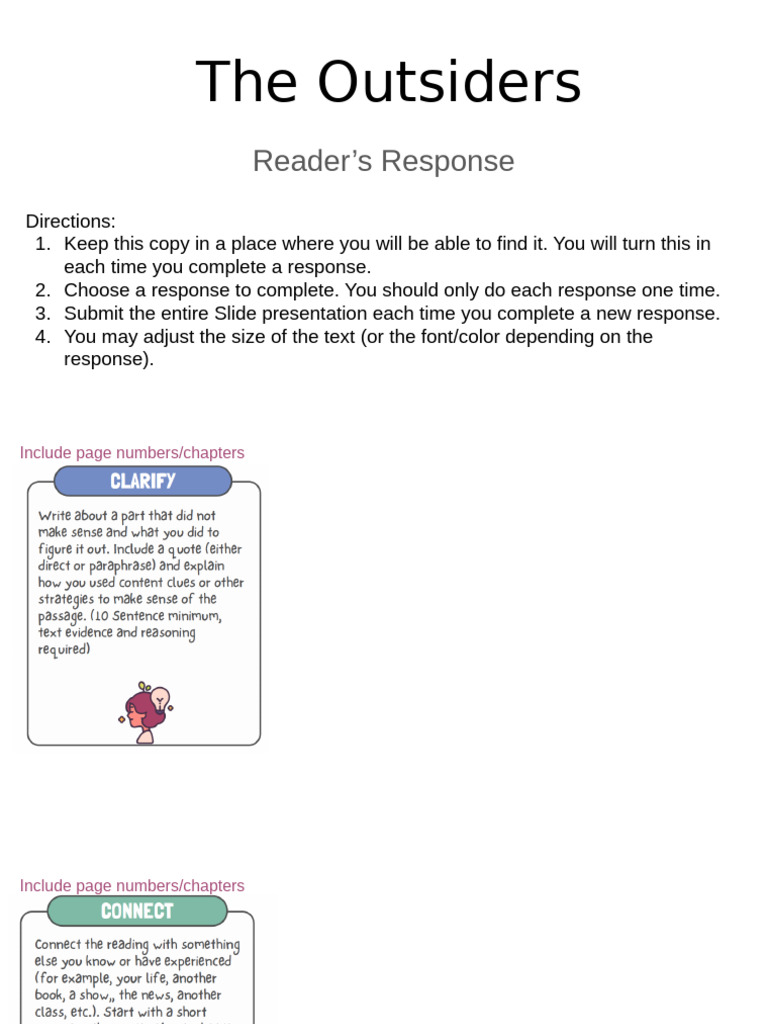 The Outsiders Reader's Response Journal | PDF