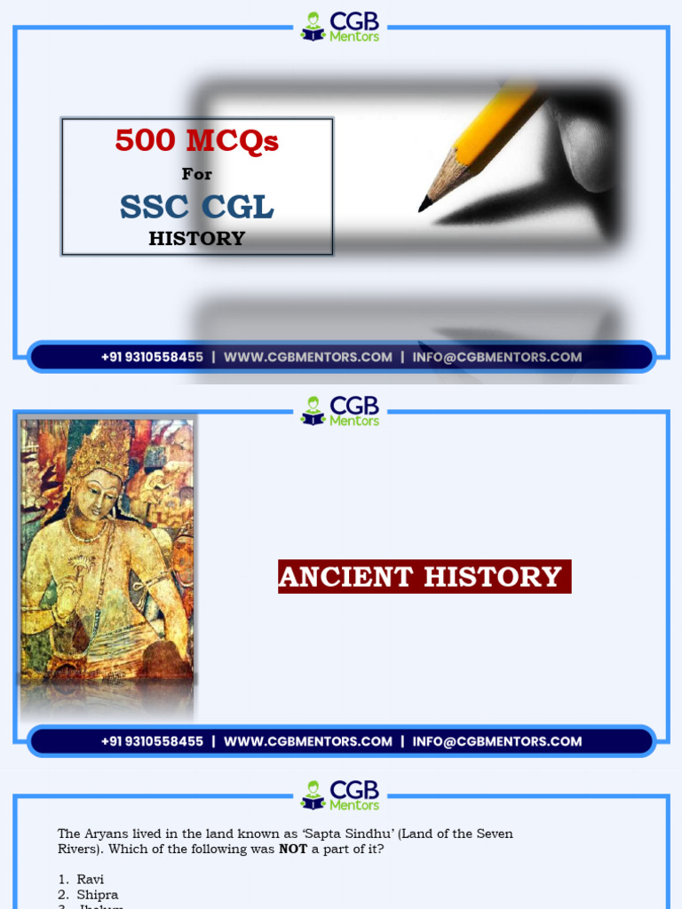 SSC CGL History MCQs: Ancient Focus | PDF | Vedas | Ashoka